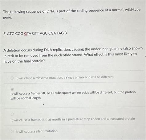 Solved The Following Sequence Of Dna Is Part Of The Coding