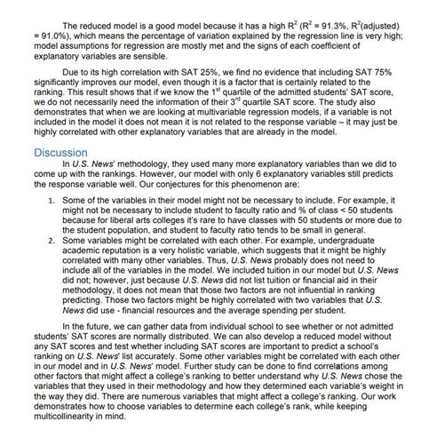 Solved Multiple Regression Modeling Of U S News And World