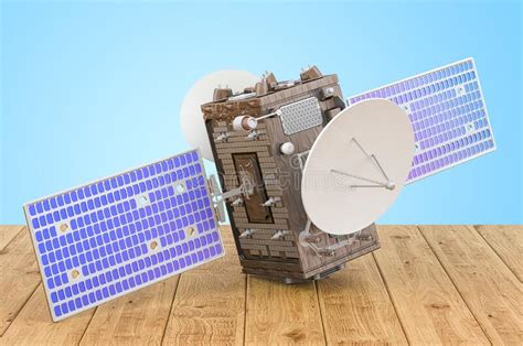 Satellite On The Wooden Table 3d Rendering Stock Illustration Illustration Of Dish Concept