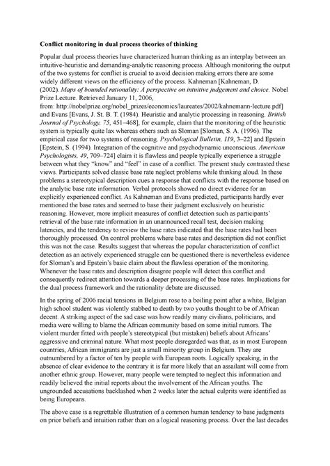 Conflict Monitoring In Dual Process Theories Of Thinking Although