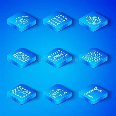 Set Line Web Development Ui Or Ux Design Time Is Money Cloud