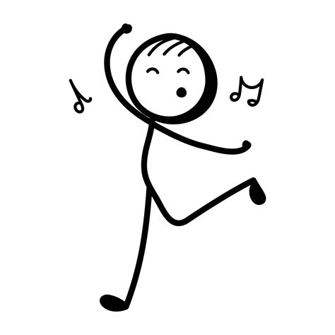 Stick Figure Enjoy Dancing Hand Drawn Icon 7544225 Vector Art At Vecteezy
