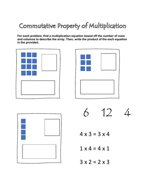 Commutative Property Of Multiplication With Arrays Worksheets