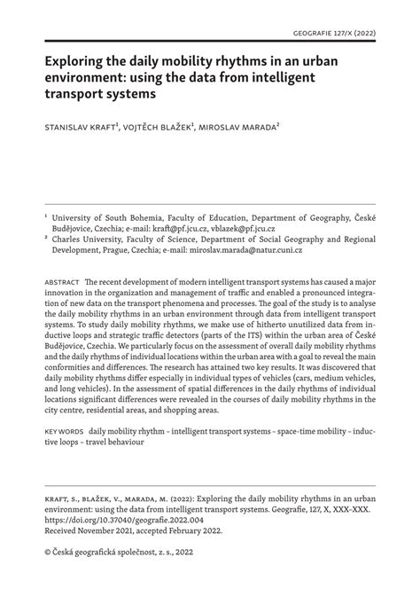 Pdf Exploring The Daily Mobility Rhythms In An Urban Environment Using The Data From