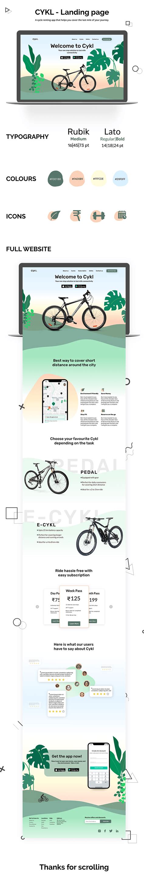 Cykl Cycle Renting App Website Landing Page Behance