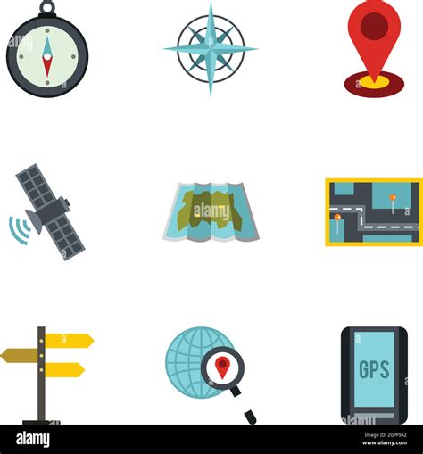 GPS Icons Set Flat Style Stock Vector Image Art Alamy