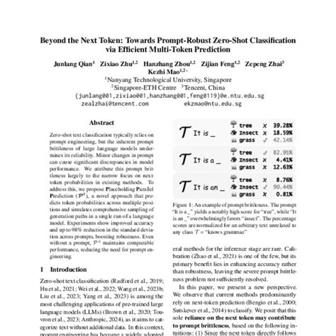 Beyond The Next Token Towards Prompt Robust Zero Shot Classification