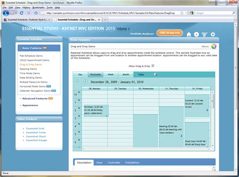 Syncfusion Essential Schedule For Aspnet Mvc