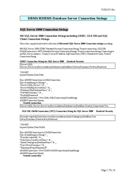 Connection Strings Pdf Microsoft Access Comma Separated Values