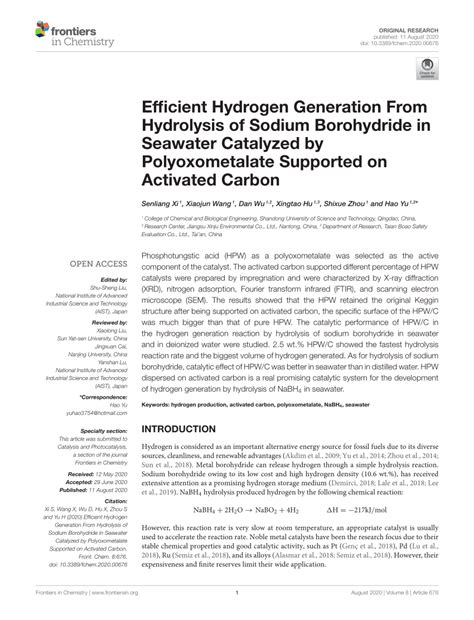 Full Article Efficient Hydrogen Generation From Hydrolysis Of Sodium
