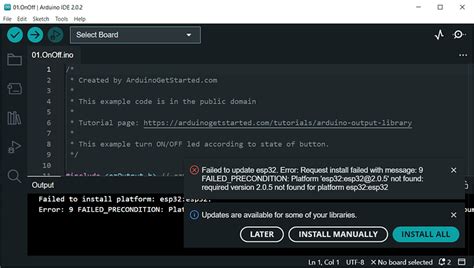 Failed Precondition Platform Esp32205 Not Found Ide 2x Arduino