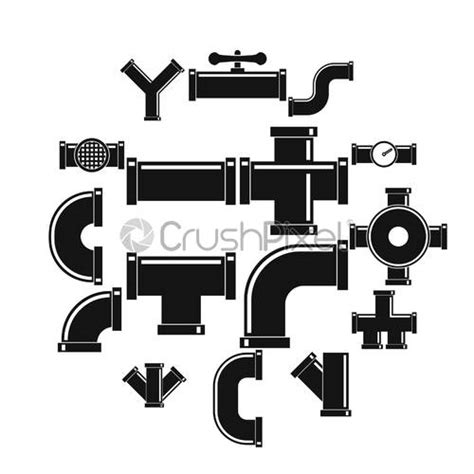 Pipeline Icons Set Simple Style Stock Vector 5648591 Crushpixel