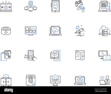 Computer Technology Outline Icons Collection Computer Technology Networking Software
