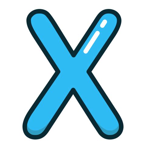 Blue Letter X Graphic Design Modern Typography Clipart