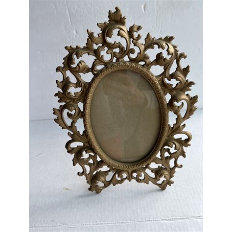 Vintage Brass Scroll Frame With Stand Chairish