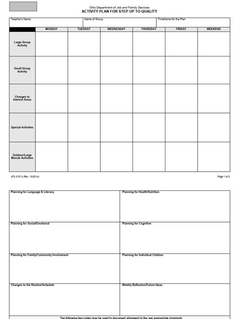Step Up To Quality Activity Plan Pdf