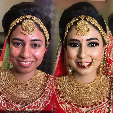 Indian Bridal Makeup Before And After Images Makeupview Co