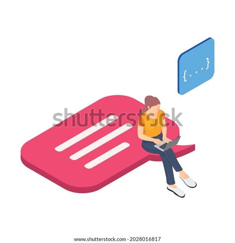 Programming Coding Development Isometric Icons Composition Stock Vector