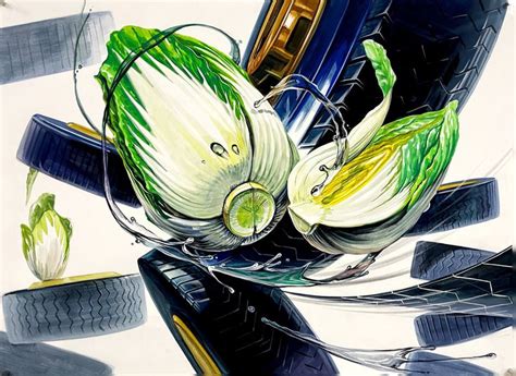 미대입시 오투미술학원 수업중 친절한준서씨 기초디자인 실전시범 2023 삼육대 실기대회 배추and타이어 배추 타이어 질감