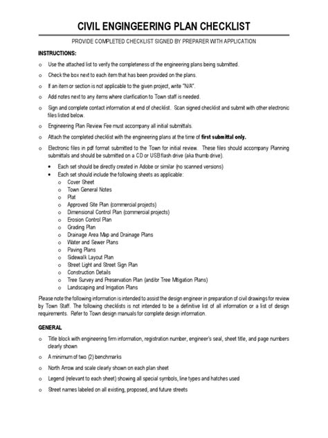 Civil Engingeering Plan Checklist Instructions Pdf Contour Line