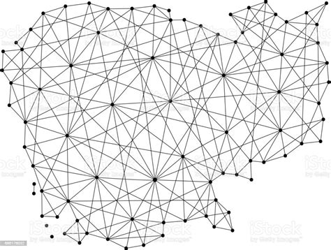 다각형 블랙 라인과 벡터 일러스트 레이 션의 점 들에서 캄보디아의 지도 0명에 대한 스톡 벡터 아트 및 기타 이미지 0명 3차원 형태 개념과 주제 Istock