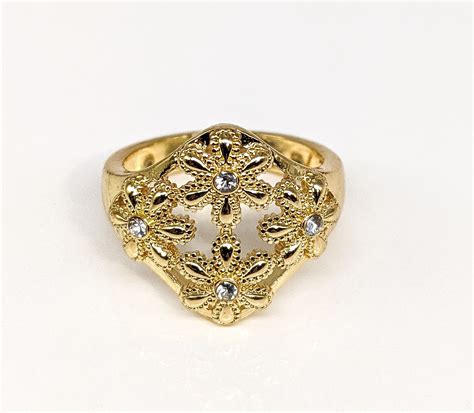 Gold Plated Flower Ring Women T Jewelry Daughter Oro Laminado Flor