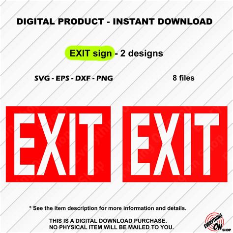 Exit Exit Sign Svg Eps Dxf Png Files Red Color Instant Digital Download COMMERCIAL