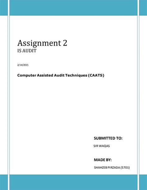 Computer Assisted Audit Techniques Caats Is Audit Docx