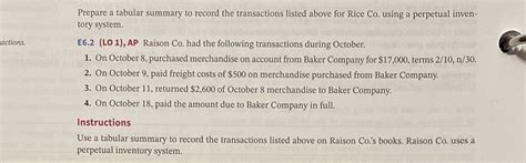 [solved] prepare a tabular summary to record the transactions listed