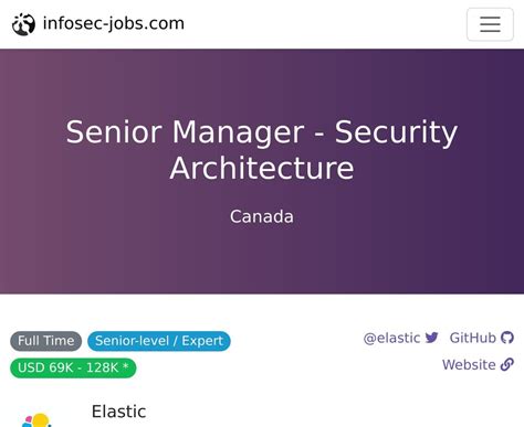 Hiring Senior Manager Security Architecture In Canada Rinfosecjobs