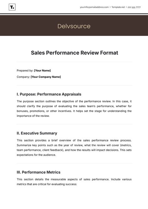 Free Sales Performance Review Format Template To Edit Online