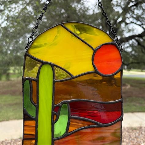 Desert Landscape Stained Glass Patterns Set Of 4 Designs Digital