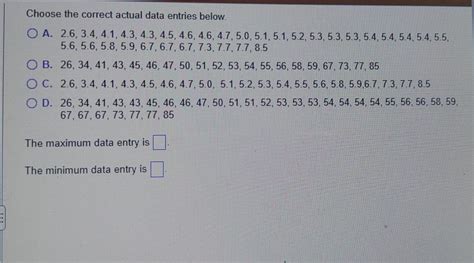 Solved Use The Stem And Leaf Plot To List The Actual Data