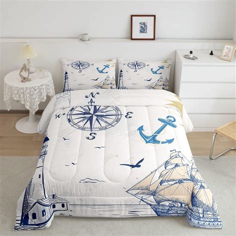 Nautical Comforter Set Sailboat Printed All Season Down