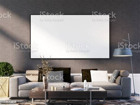 현대 인테리어 나무 바닥 콘크리트 벽 배경 스칸디나비아 스타일 로프트 스타일 3d 렌더링에서 포스터 프레임을 모의 0명에 대한 스톡 사진 및 기타 이미지 Istock