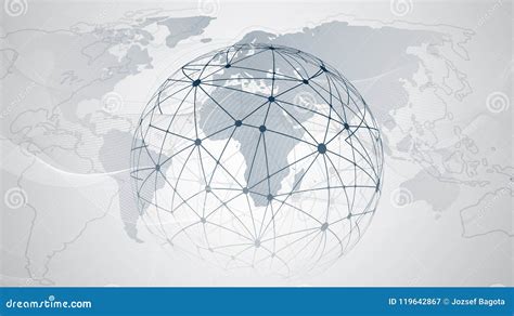 Global Networking And Cloud Computing Design Concept With Globe And World Map Digital Network
