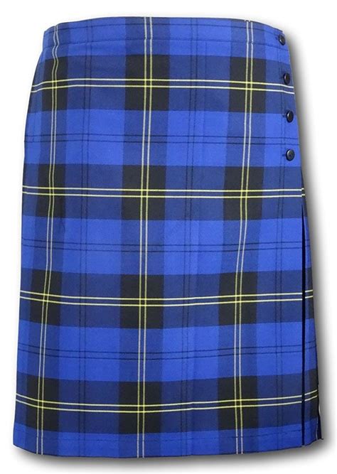 Royal Navy And Yellow Tartan Knife Pleat Kilt Skirt Albert Prendergast