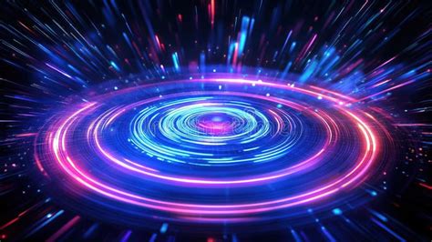 Abstract Tech Illustration Shows Glowing Circular Turntable Emitting