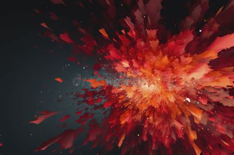Abstract Red Powder Explosion Closeup Of Red Dust Particle Splash On