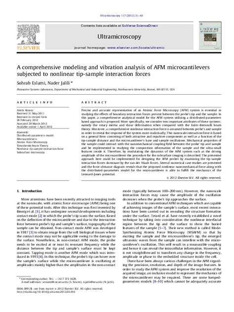Pdf A Comprehensive Modeling And Vibration Analysis Of Afm Microcantilevers Subjected To