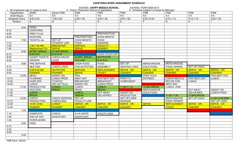 Cafeteria Work Assignment Schedule How To Create A Cafeteria Work