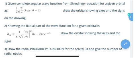 Solved Given Complete Angular Wave Function From Chegg