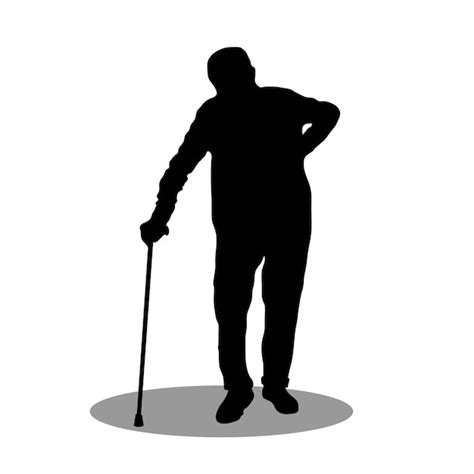 Silhouet Van Een Oud Persoon Premium Vector