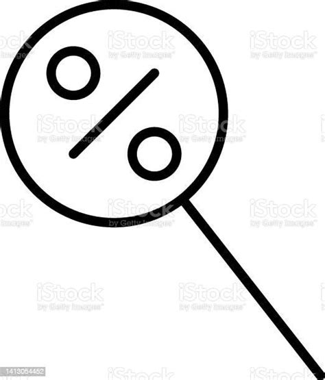 기호를 평면 스타일로 윤곽선으로 표시합니다 얇은 선으로 그려진 현대 표지판 편집 가능한 획 광고 서적 인터넷 상점에 적합합니다 돋보기 아래 퍼센트의 선 아이콘