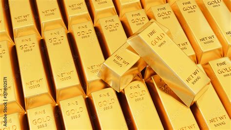 Closed Up Of Shiny Gold Bars Arrange And Stack Up In The Perfect