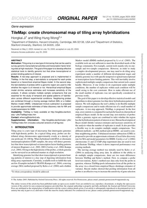 Pdf Tilemap Create Chromosomal Map Of Tiling Array Hybridizations