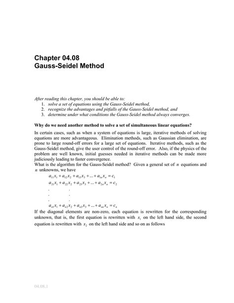Chapter 0408 Gauss Seidel Method