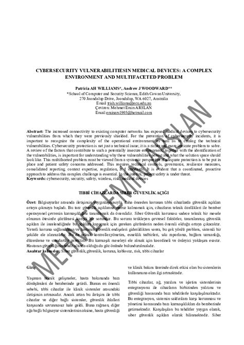 Pdf Cybersecurity Vulnerabilitiesin Medical Devices A Complex Environment And Multifaceted