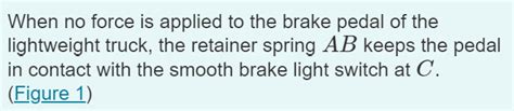 Solved When No Force Is Applied To The Brake Pedal Of The Chegg Com