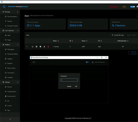 New App In Psu Desktop Showing Submit Form Universal Dashboard Ironman Software Forums